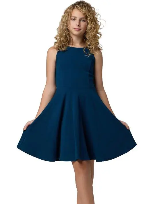 UN DEUX TROIS Textured Fit-and-flare Dress - Teal
