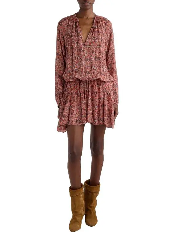 Isabel Marant Bess Printed Georgette Minidress - Rust