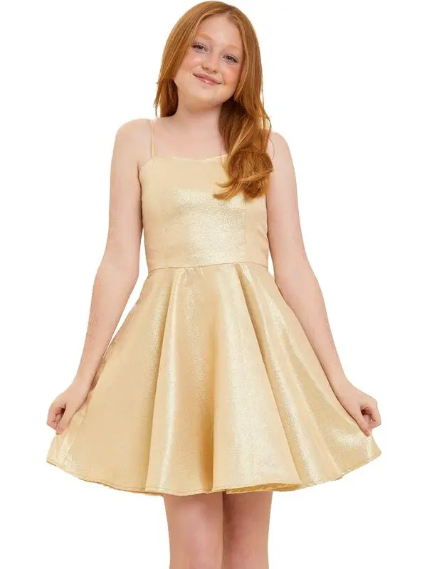 UN DEUX TROIS Fit And Flare Party Dress - Gold