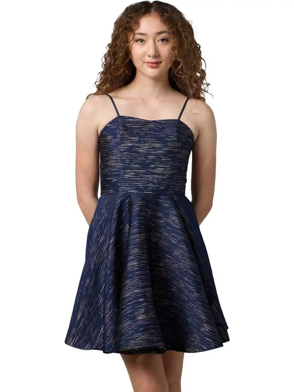 UN DEUX TROIS Fit And Flare Party Dress - Navy