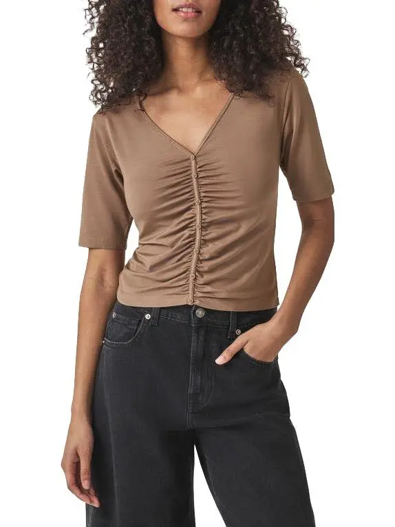 Splendid Yasmina Ruched T-shirt - Pine Bark