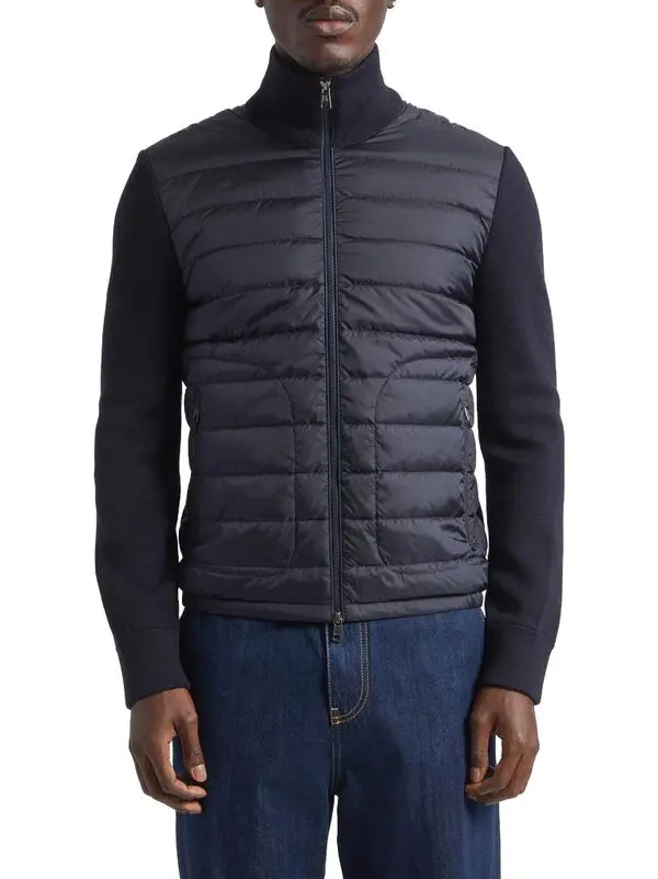 Moncler Maglia Mixed Media Cardigan - Navy/navy