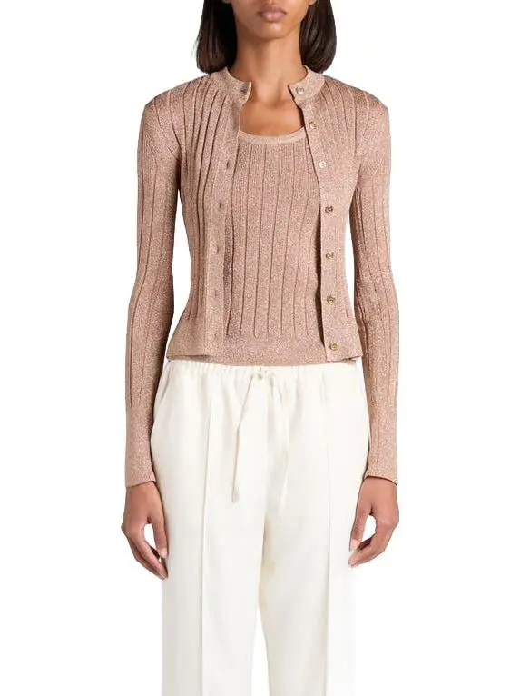 TOM FORD Metallic Rib Cardigan - Jb212 Beige Pink