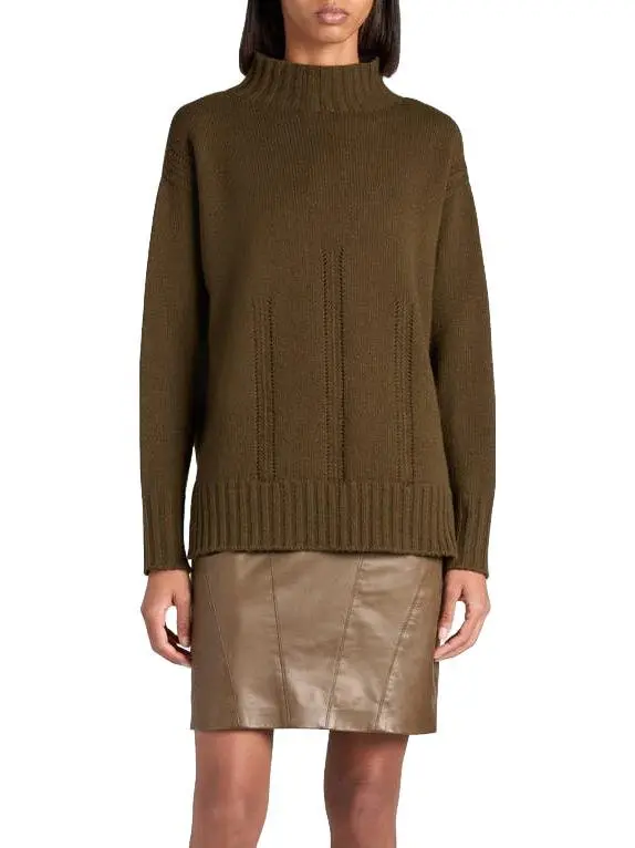 TOM FORD Wool-cotton Mock Neck Sweater - Fg815 Military Green