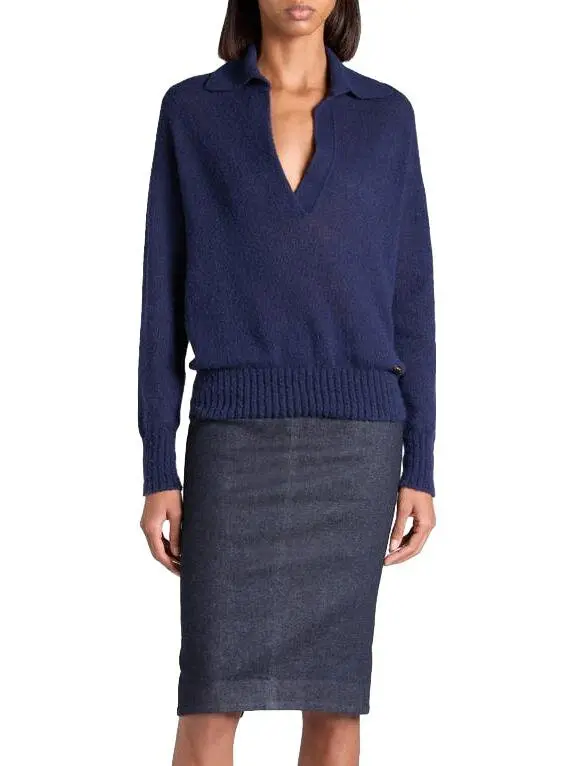 TOM FORD Johnny Collar Cashmere Sweater - Hb905 Bright Navy