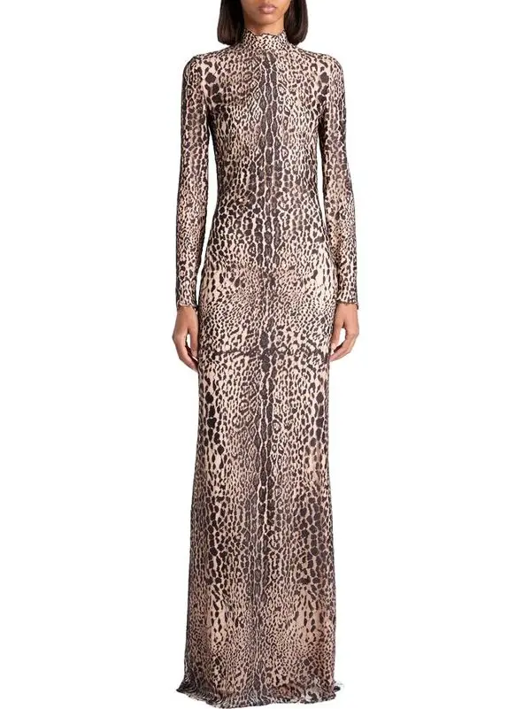 TOM FORD Leopard Print Lace Gown - Xkbdp Brown/antique Pink