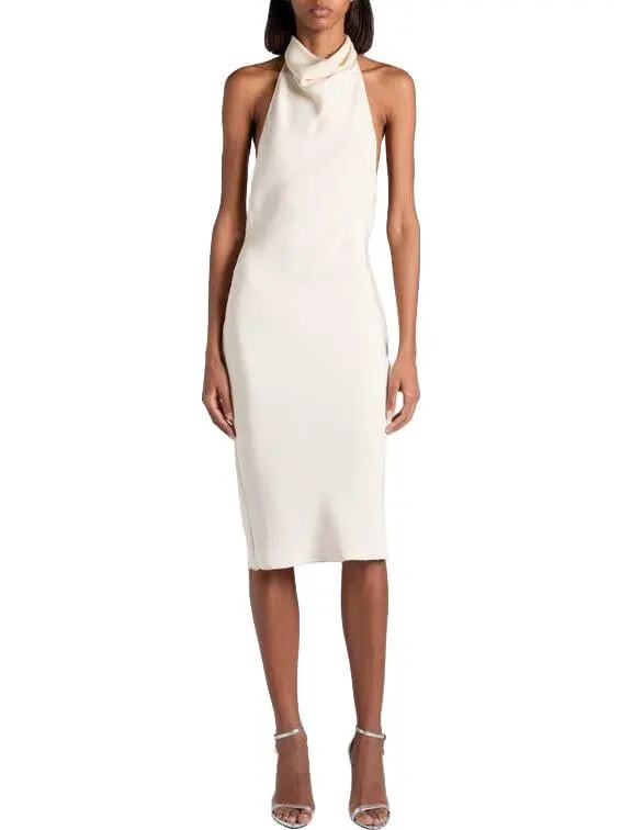 TOM FORD Halterneck Silk Sable Cocktail Dress - Aw005 Off White