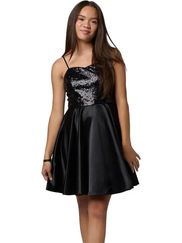 UN DEUX TROIS Sequin And Satin Party Dress - Black