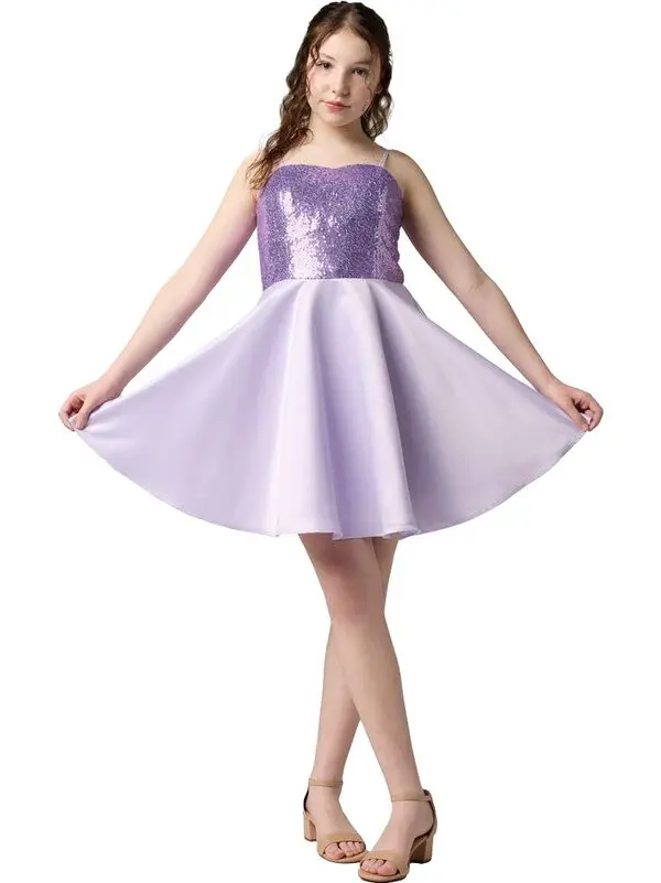 UN DEUX TROIS Sequin And Satin Party Dress - Lilac