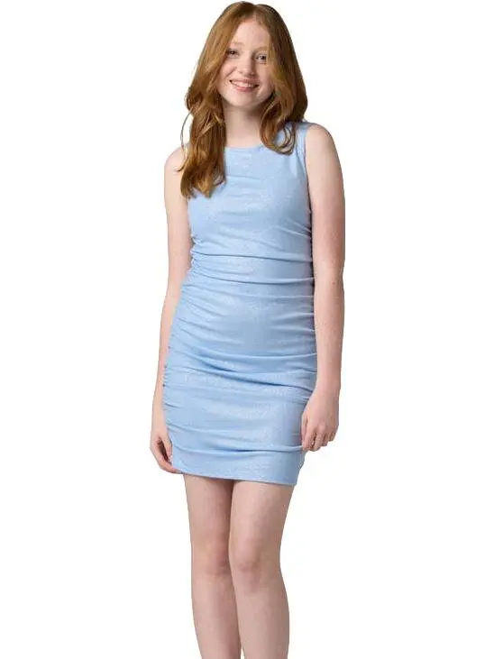 UN DEUX TROIS Ruched Fitted Tank Dress - Light Blue