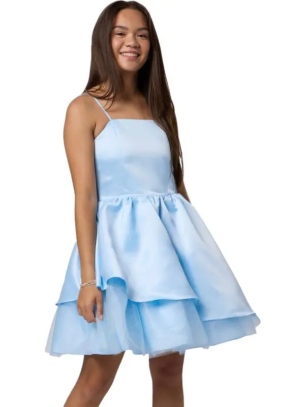 UN DEUX TROIS Satin Party Dress - Light Blue