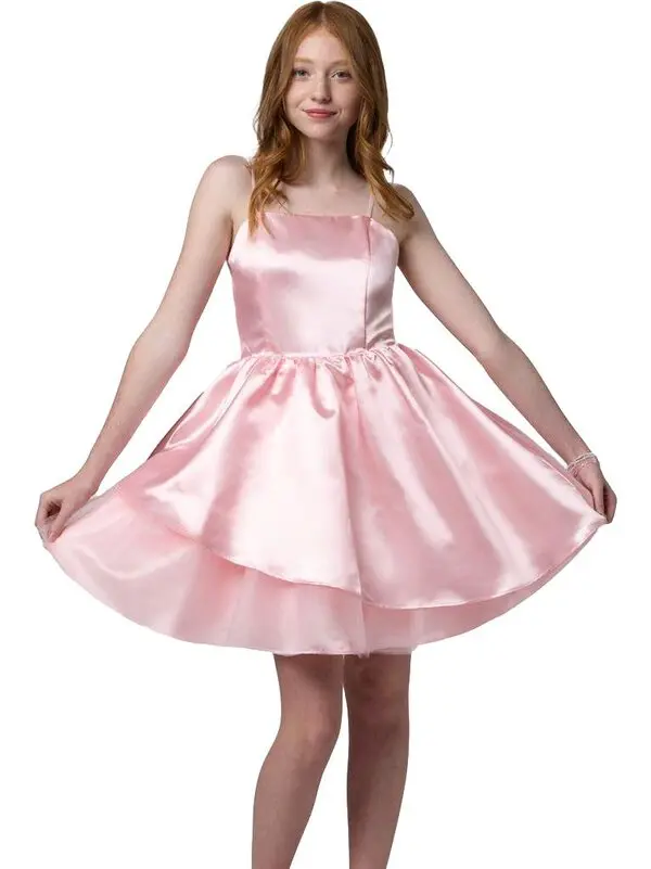 UN DEUX TROIS Satin Party Dress - Light Pink