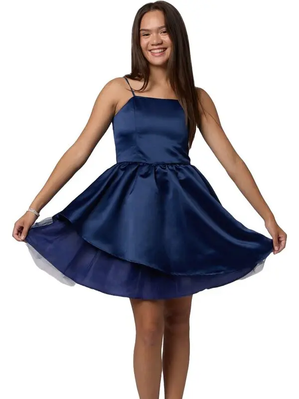 UN DEUX TROIS Satin Party Dress - Navy