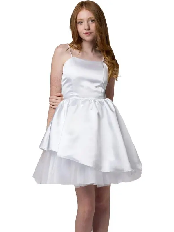 UN DEUX TROIS Satin Party Dress - White