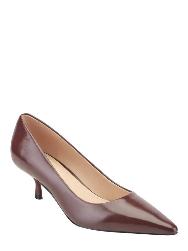 Marc Fisher Calynna Pointed Toe Kitten Heel Pumps - Deep Red