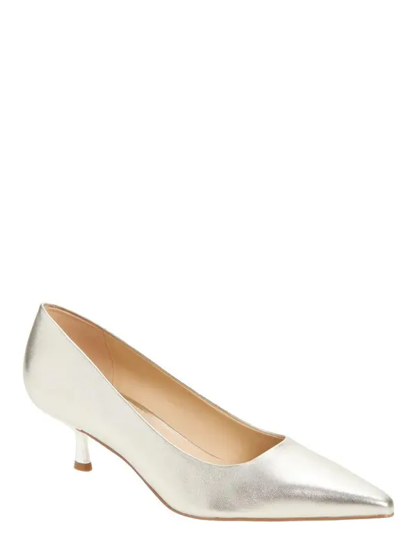 Marc Fisher Calynna Pointed Toe Kitten Heel Pumps - Gold