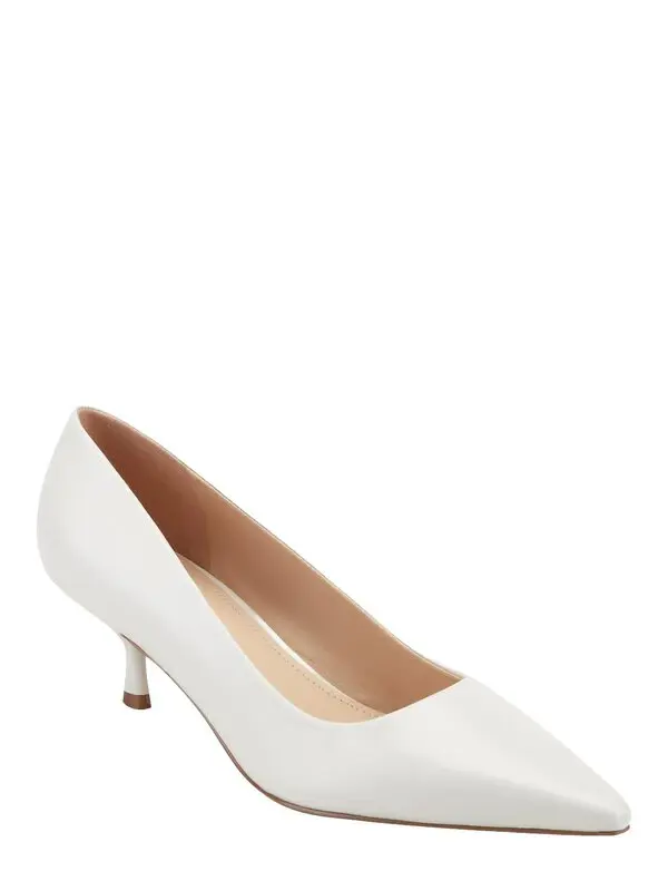 Marc Fisher Calynna Pointed Toe Kitten Heel Pumps - Ivory