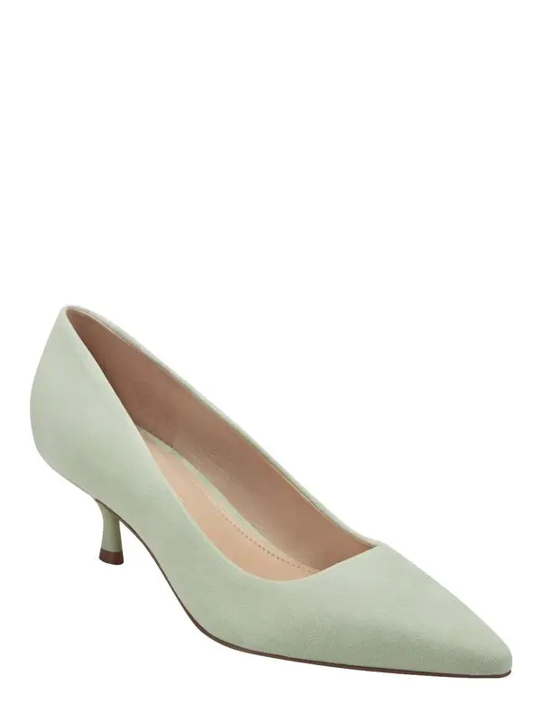 Marc Fisher Calynna Pointed Toe Kitten Heel Pumps - Light Green
