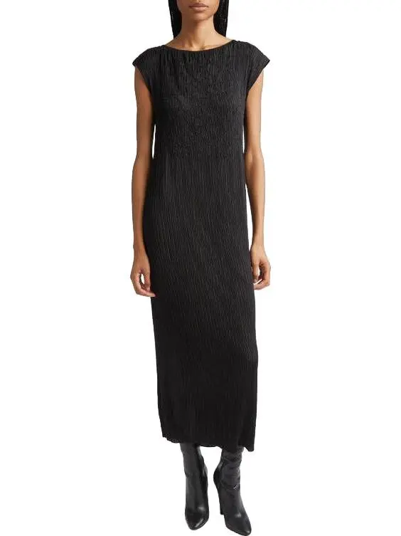 Lafayette 148 New York Smocked Plissé Dress - Black