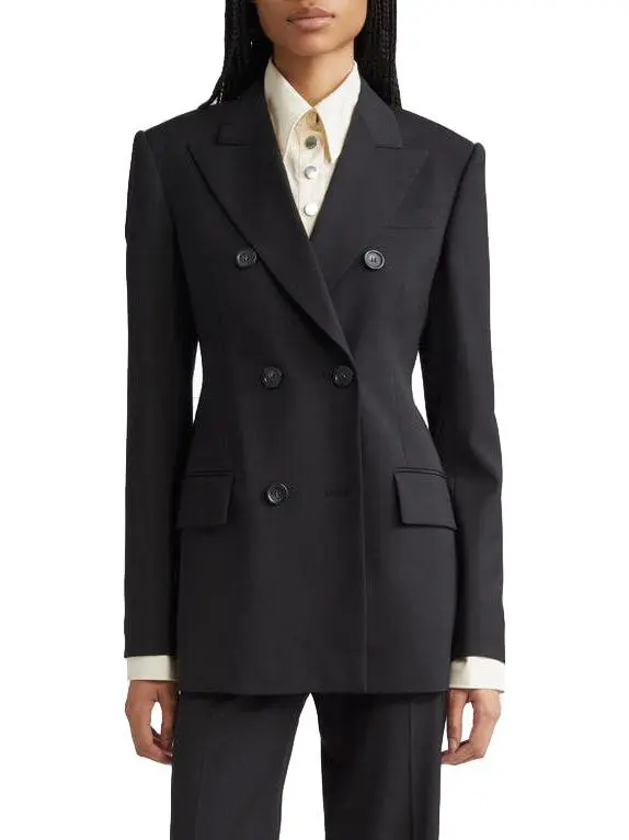 Sportmax Adamo Double-breasted Virgin Wool Blazer - Black