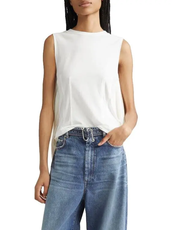Sportmax Cera Draped Mixed Media Sleeveless Top - Bianco