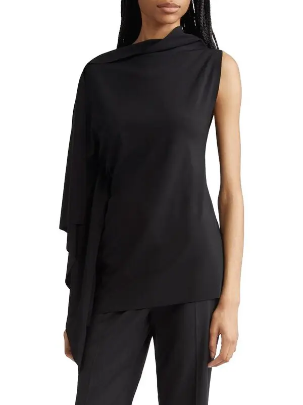 Sportmax Fiorella Asymmetric Jersey Top - Black