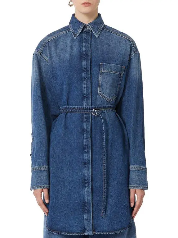 Sportmax Eridani Oversize Belted Denim Shirt - Midnight Blue