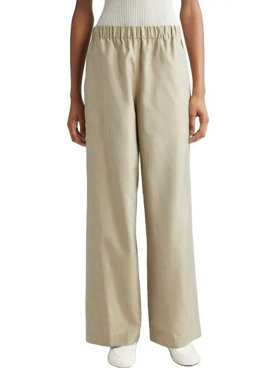 Lafayette 148 New York Riverside Silk Poplin Pants - Green Clay Melange