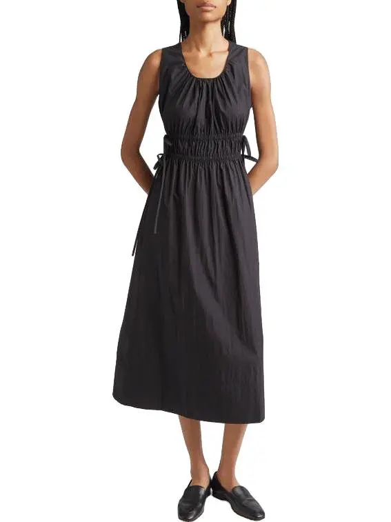 Lafayette 148 New York Gathered Waist Sleeveless Midi Dress - Black