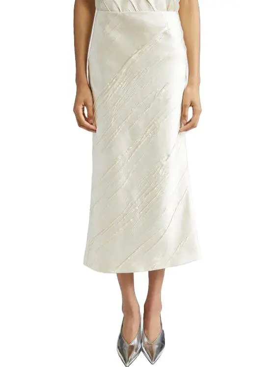 Sportmax Ruta Creased Satin Midi Skirt - Ivory