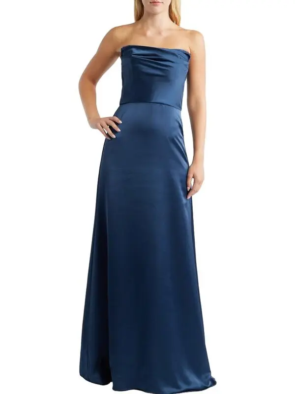 Amsale Jara Strapless Gown - French Blue