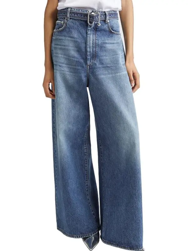 Sportmax Procida Belted Wide Leg Jeans - Midnight Blue