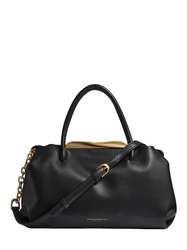 Donna Karan New York Poplin Small Satchel - Black/gold