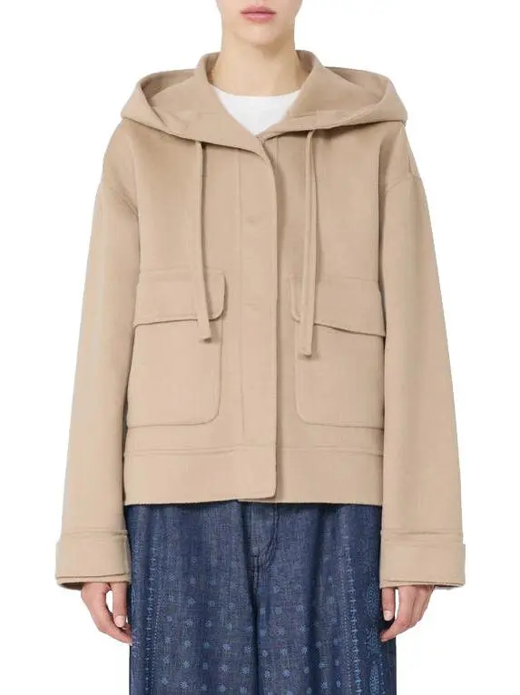 Max Mara Gary Hooded Wool Blend Jacket - Camel