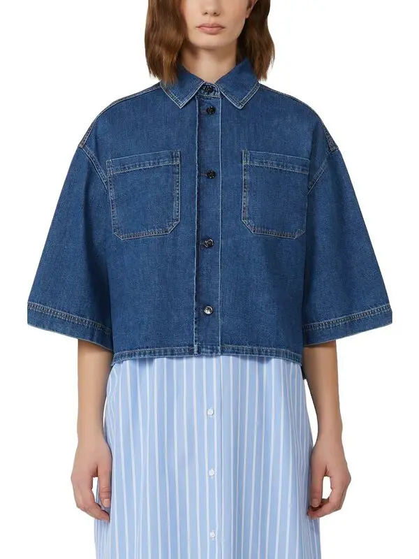 Max Mara Enza Boxy Denim Button-up Shirt - Navy