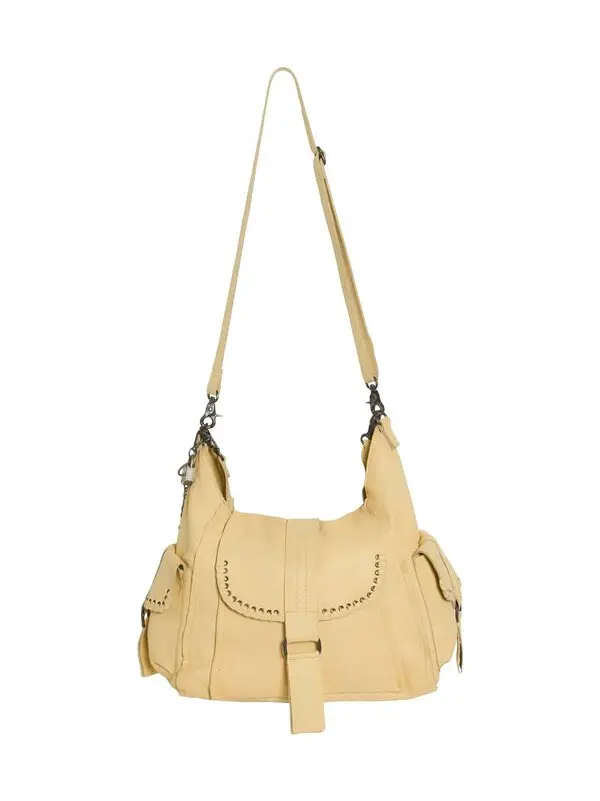 Free People Leigh Distressed Leather Hobo Bag - Butter Yellow