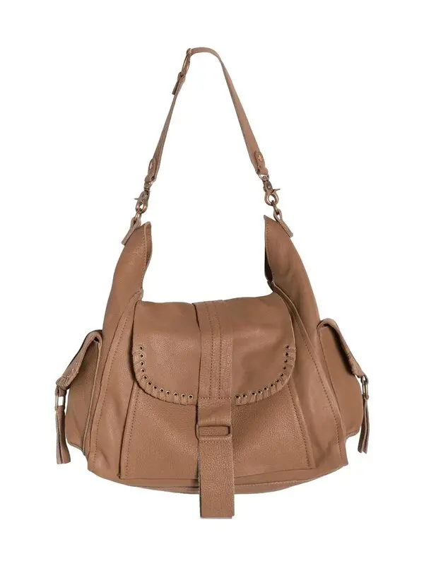 Free People Leigh Distressed Leather Hobo Bag - Saddle