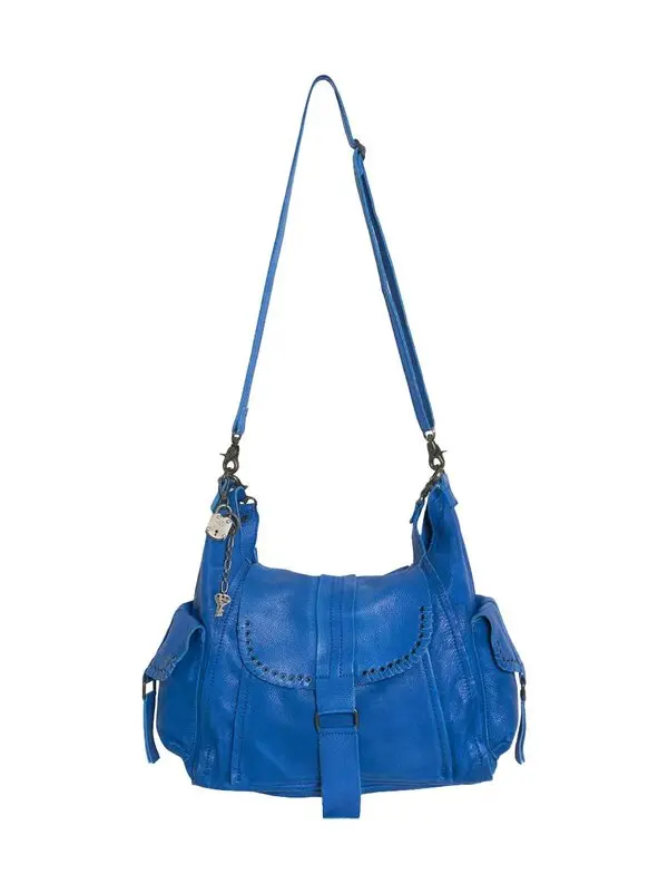 Free People Leigh Distressed Leather Hobo Bag - Sapphire