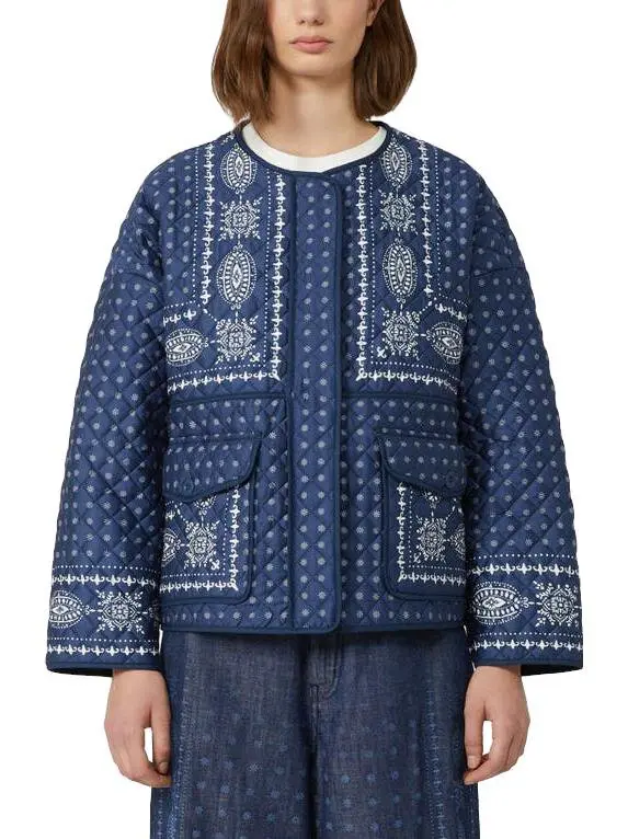 Max Mara Jader Bandana Print Quilted Cotton Jacket - Navy