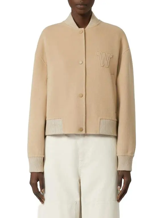 Max Mara Zelante Virgin Wool Blend Bomber Jacket - Camel