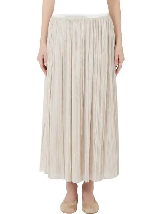 Max Mara Cral Pleated Jersey Midi Skirt - Beige