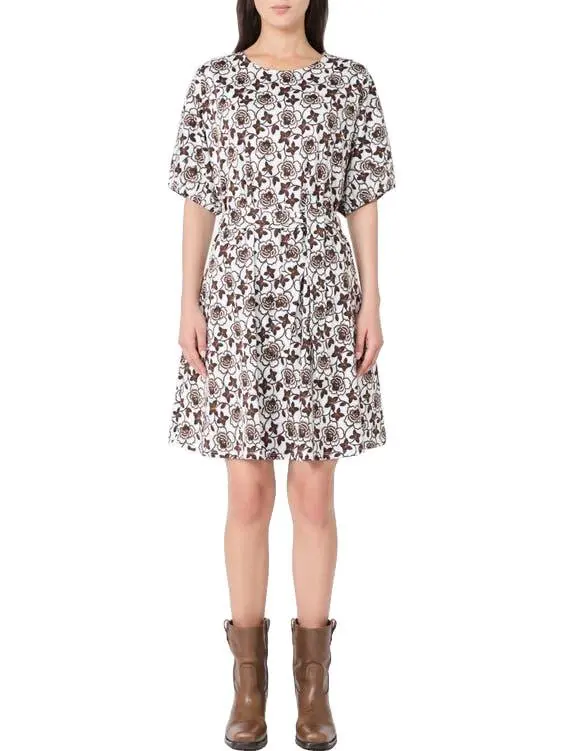 Max Mara Floral Cotton Jersey Dress - Brown