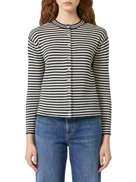 Max Mara Eritea Stripe Cotton Cardigan - Navy
