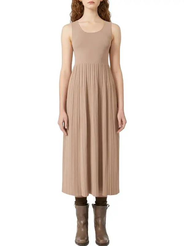Max Mara Markus Plissé Crepe Sleeveless Dress - Marron Glace