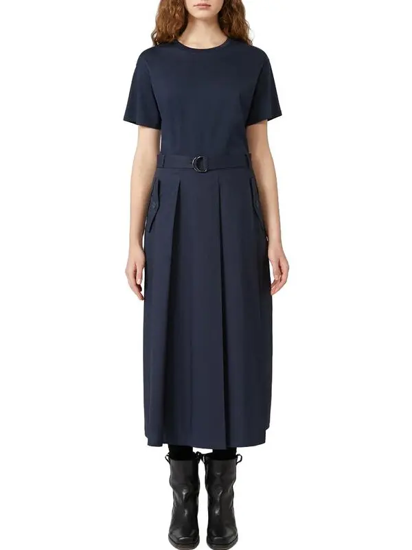 Max Mara Gommoso Pleated Midi Dress - Navy