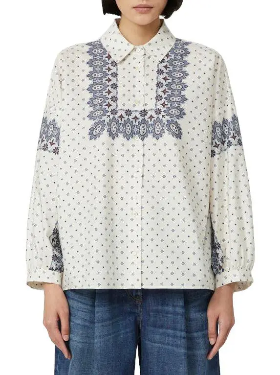 Max Mara Adda Bandana Print Cotton Shirt - Ivory