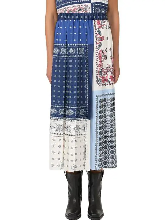 Max Mara Luna Patchwork Maxi Skirt - Navy