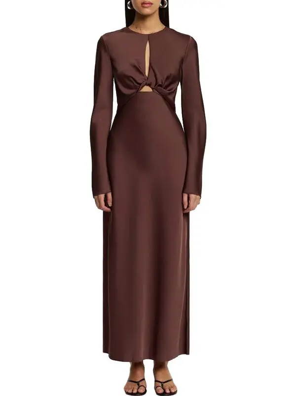 Significant Other Molly Long Sleeve Cutout Detail Gown - Chocolate