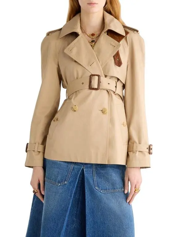 Chloé Short Cotton Gabardine Trench Coat - Worn Brown