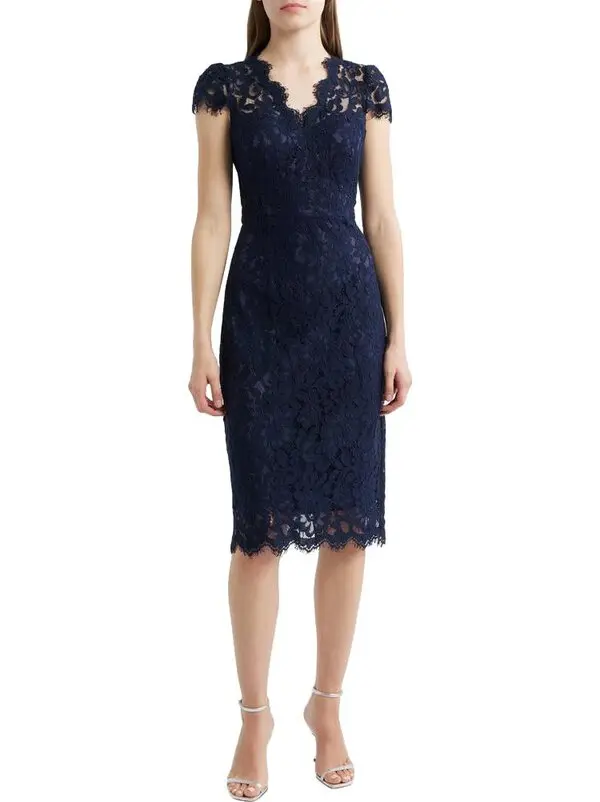 Eliza J Lace Sheath Dress - Navy